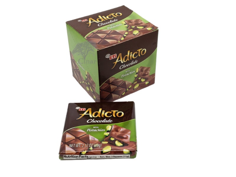 1 Box (6 Each) Eti Adicto Chocolate with Pistachios - Fistikli (2.12 oz ...