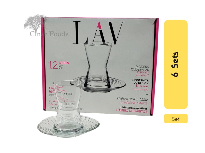 LAV Derin Tea Set Glass - 6 Set (12 pcs) | Cinar Foods - Mediterranean ...
