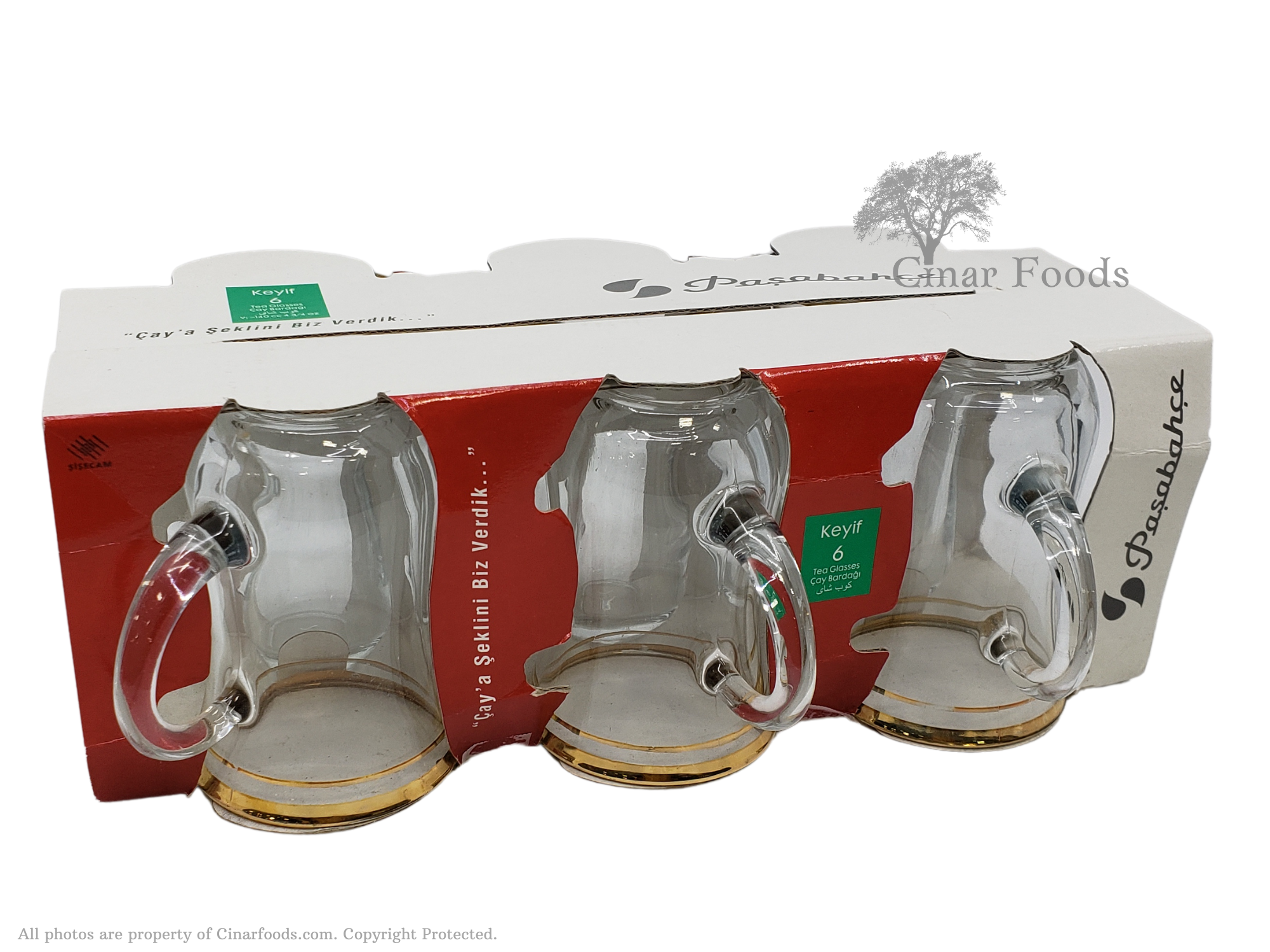 Pasabahce Tea Glass Lina G4U Gold Trim - 6 Pieces (140cc / 4.7 oz ...