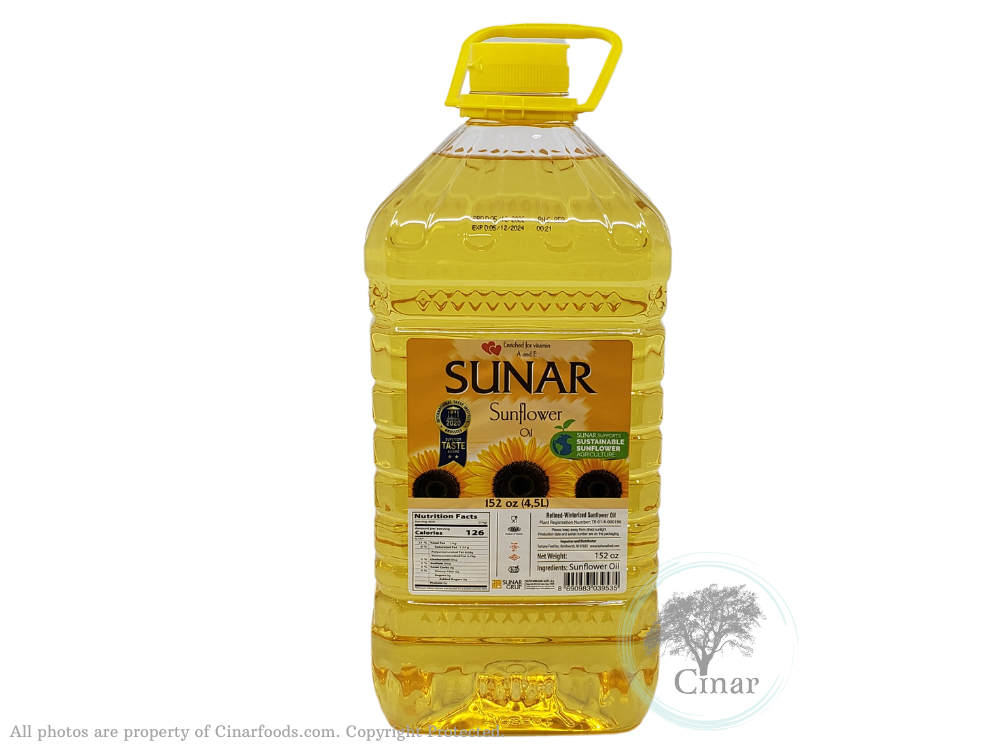 Sunar Sunflower Oil - Aycicek Yagi (152 oz / 4.5 Liter) | Cinar Foods ...