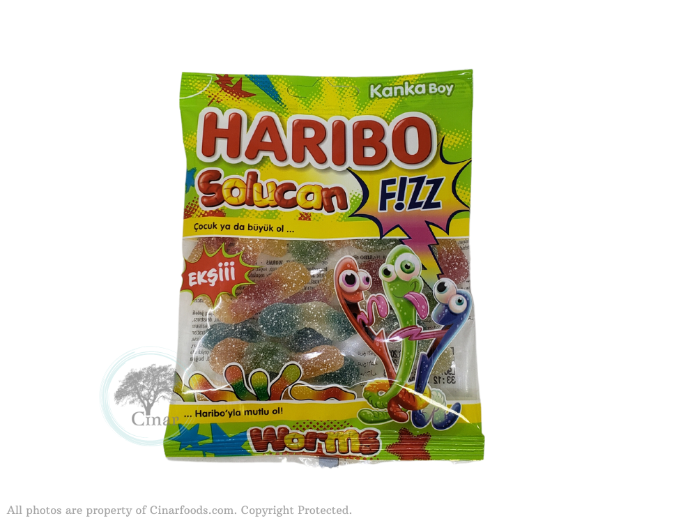 Haribo Fizz Worms Gummy - Solucan (2.8 oz / 80 gr) | Cinar Foods ...